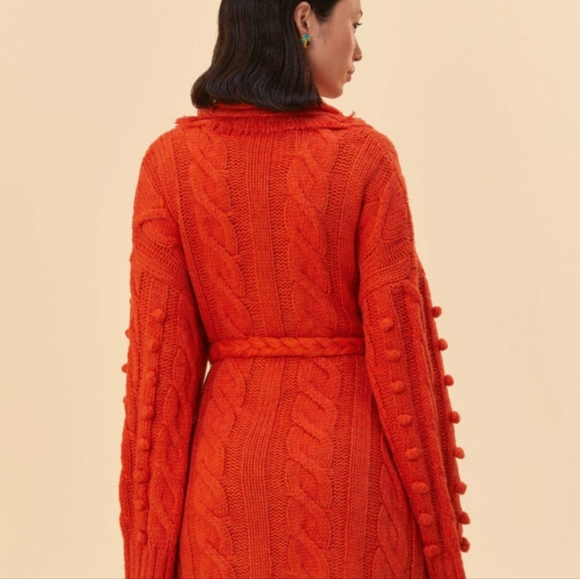 FARM Rio | Sweaters | Farmrio Orange Braided Knit Cardigan | Poshmark